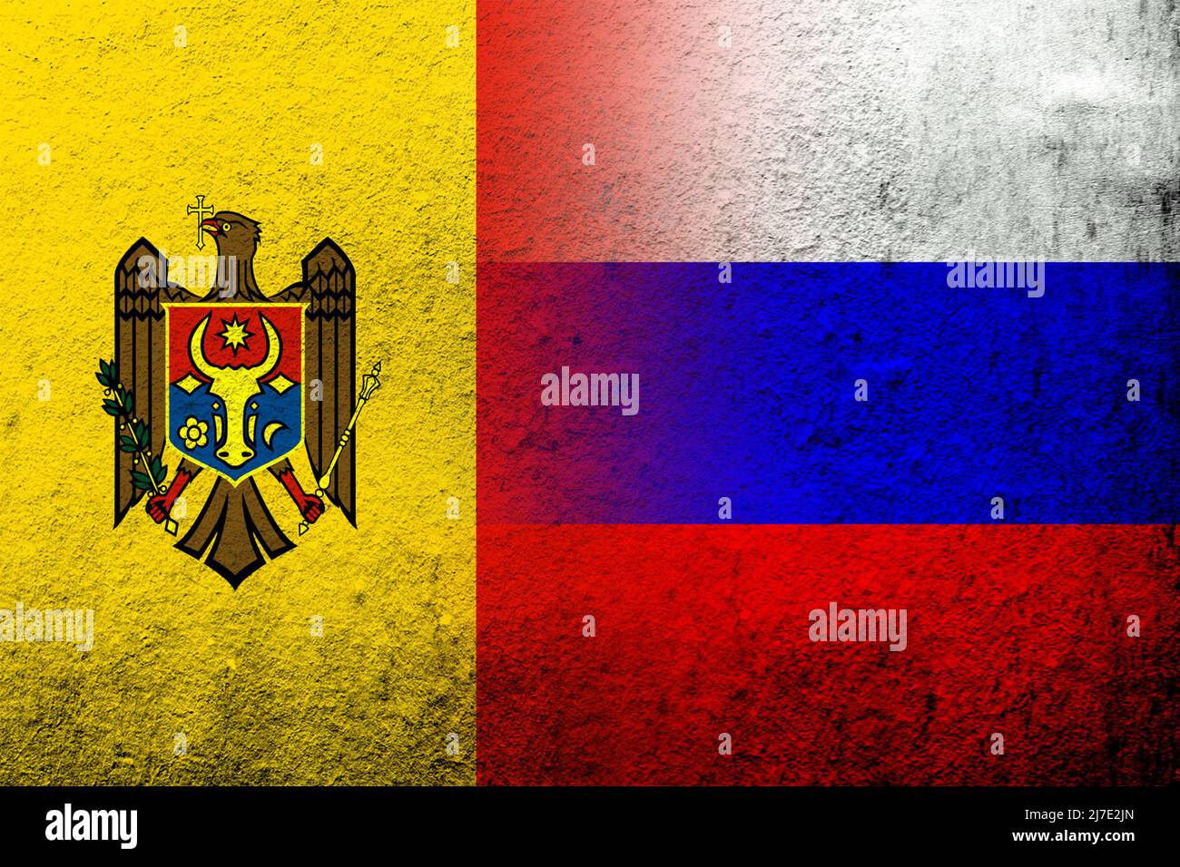 National flag of Russian Federation with The Republic of Moldova ...