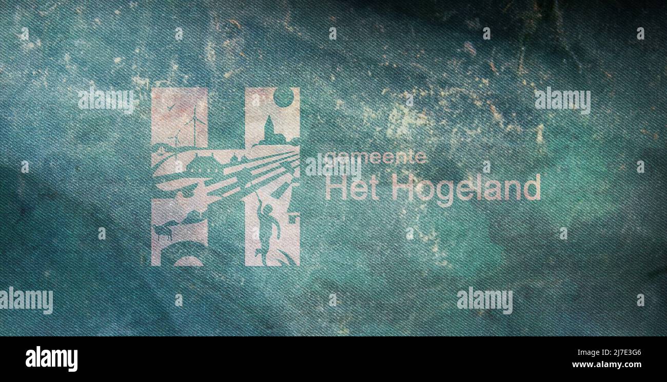 Top view of flag Het Hogeland, Netherlands. retro flag with grunge ...
