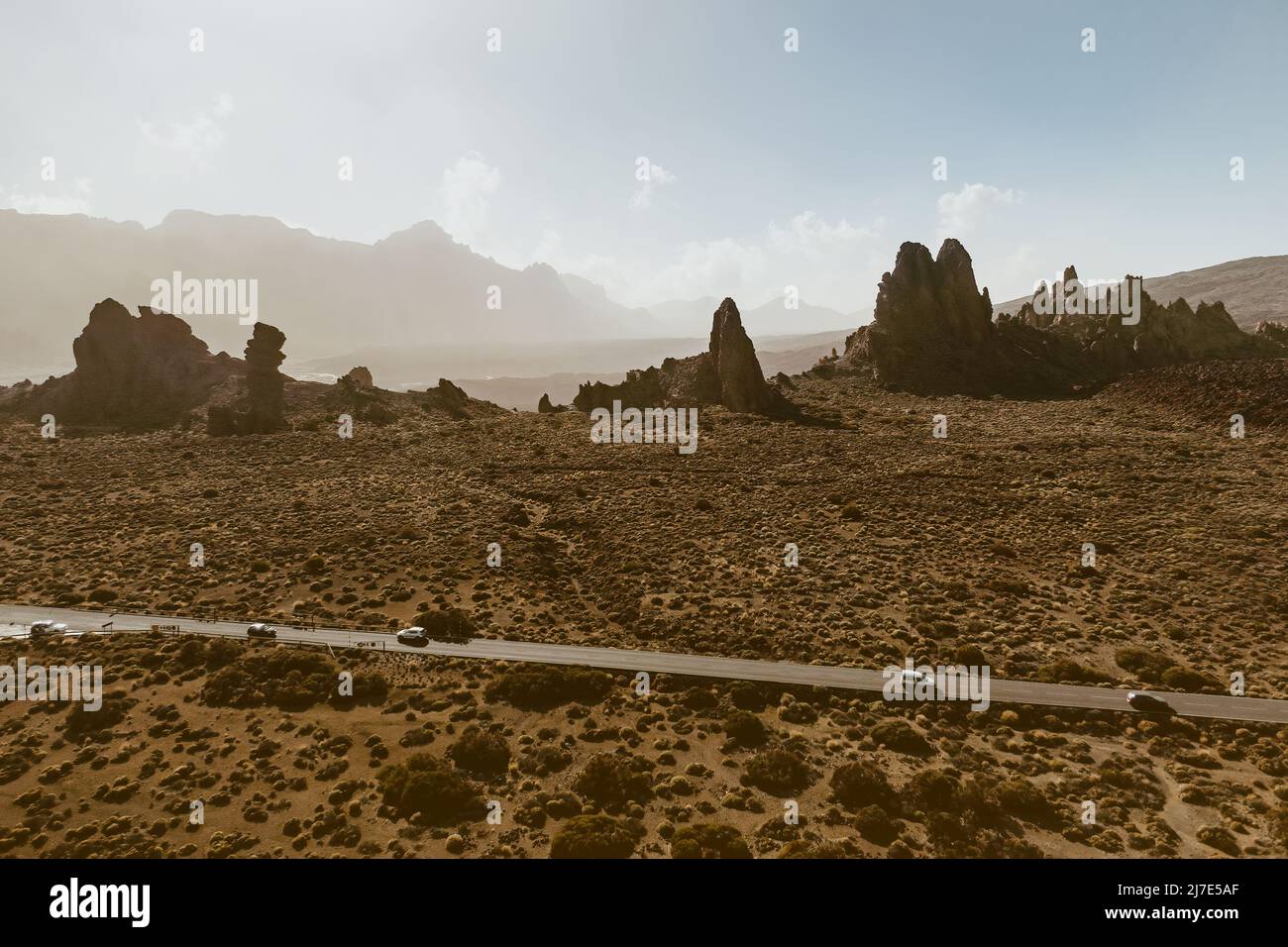 Mars is the red planet's desert landscape. Aerial view of Roque ...