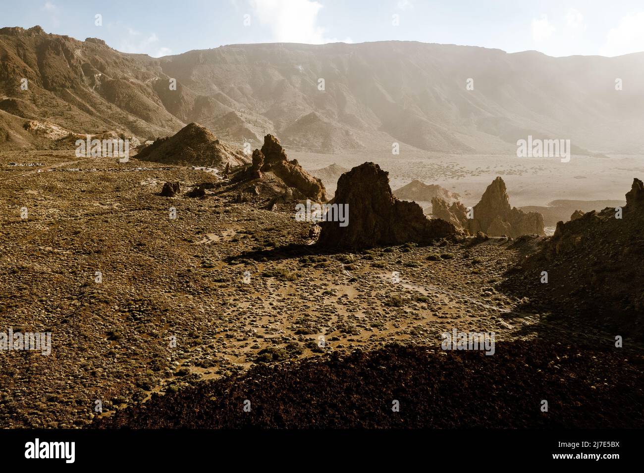 Mars is the red planet's desert landscape. Aerial view of Roque ...