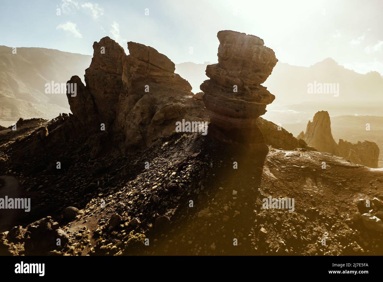 Mars is the red planet's desert landscape. Aerial view of Roque ...