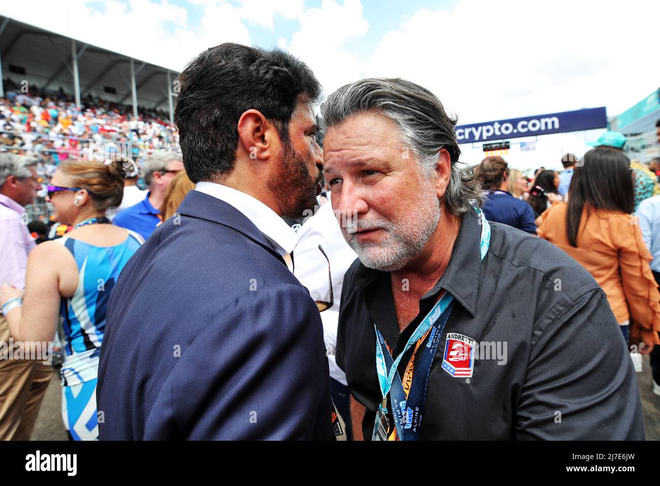Miami Grand Prix, Sunday 8th May 2022. (L to R): Mohammed Bin Sulayem ...