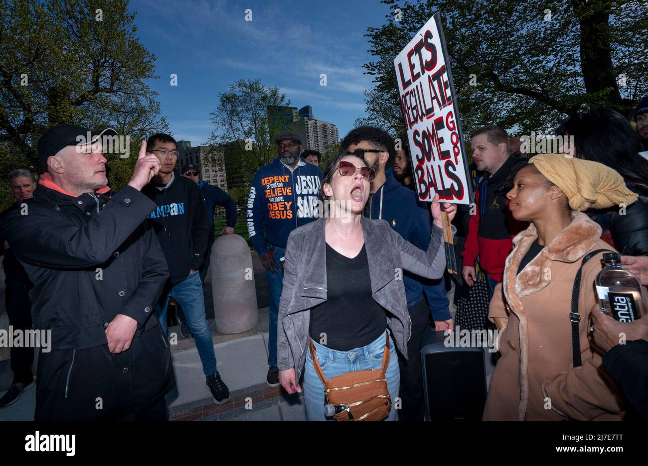 May 8, 2022, Boston, Massachusetts USA: Pro Choice activist (L) holds a ...