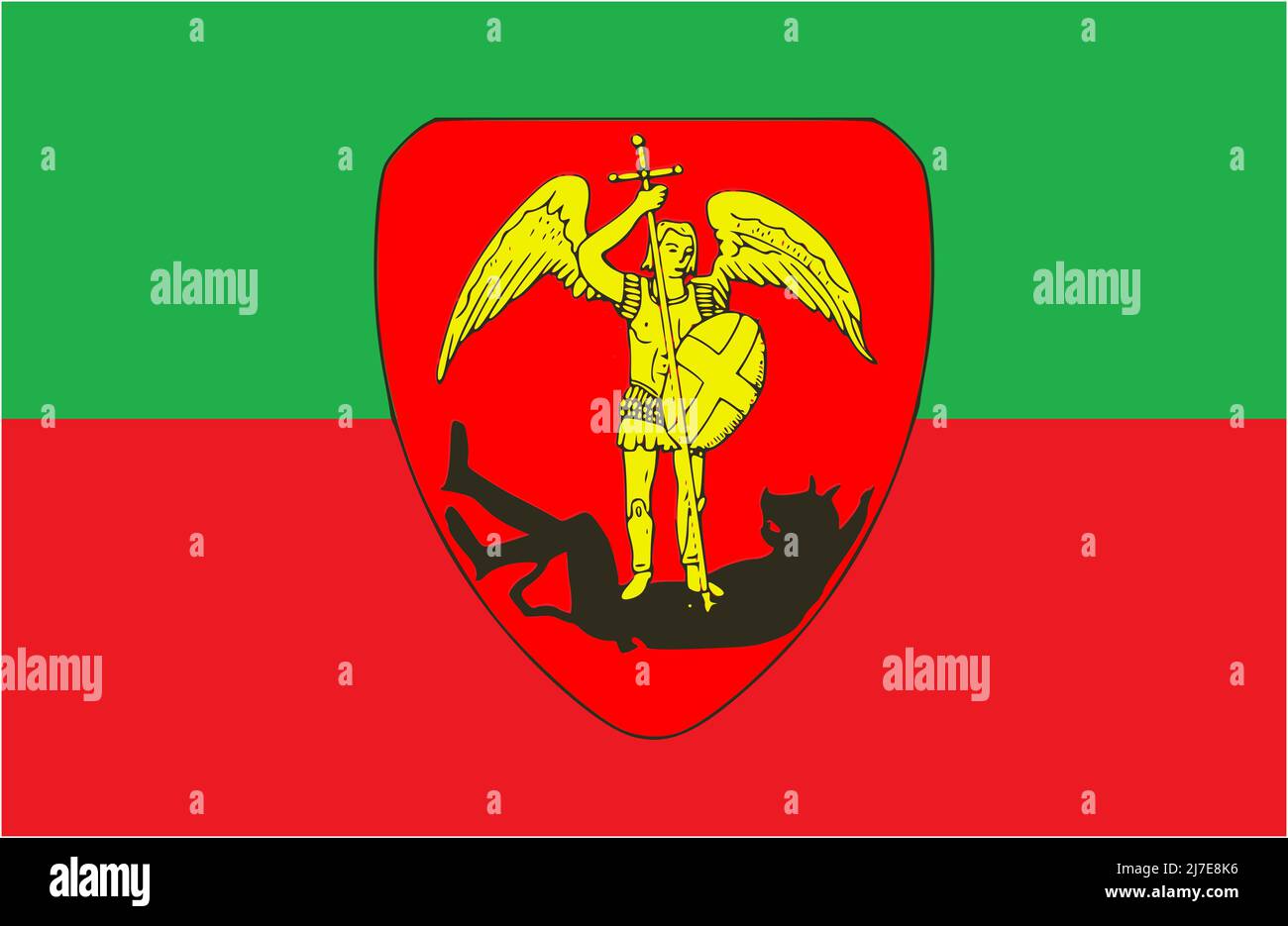 Top view of flag Drapeau ville de Bruxelles, Belgium. Belgian travel ...