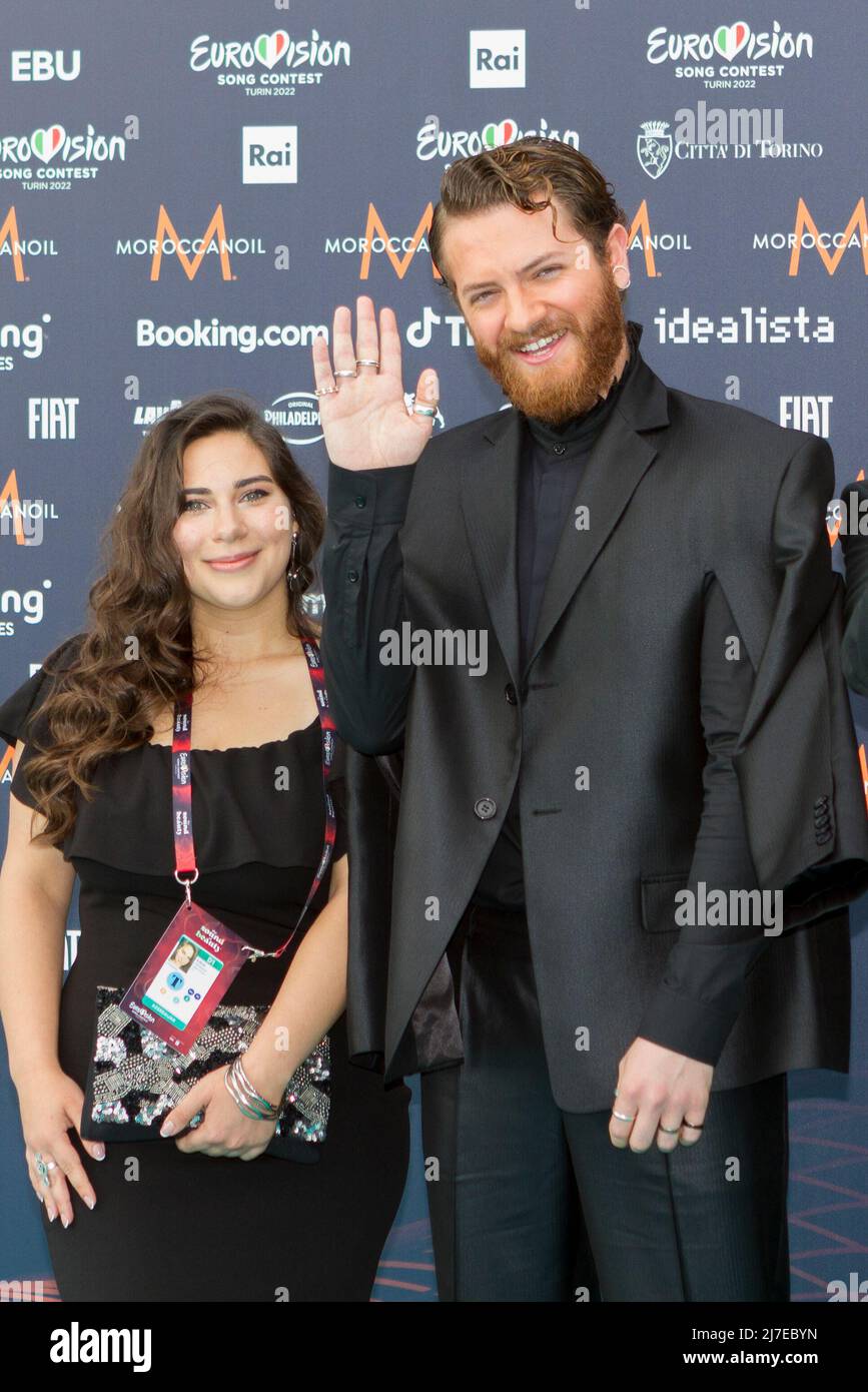 Turin, Italy. 08th May 2022. Azerbaijan singer Nadir Rustamli (right ...