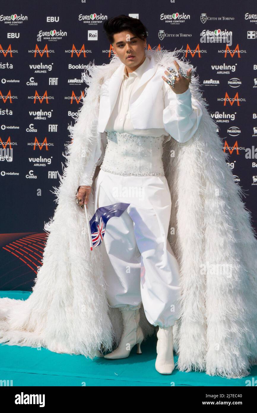 Turin, Italy. 08th May 2022. Australian singer Sheldon Riley on ...