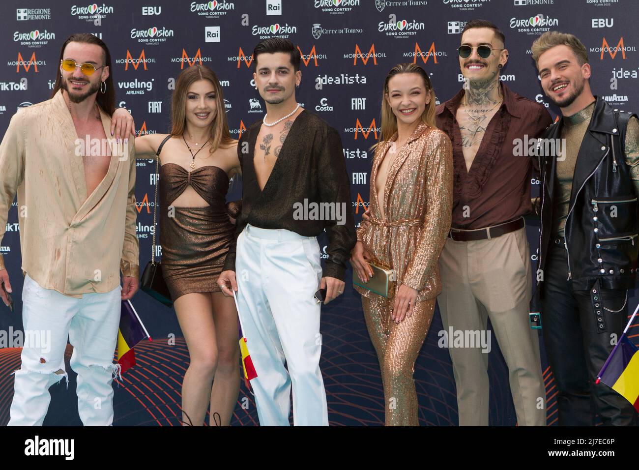 Turin, Italy. 08th May 2022. Romanian delegation with singer WRS on ...