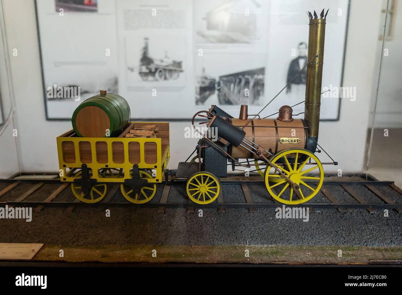 Miniature of a Stephenson's Rocket, an early steam locomotive that ...
