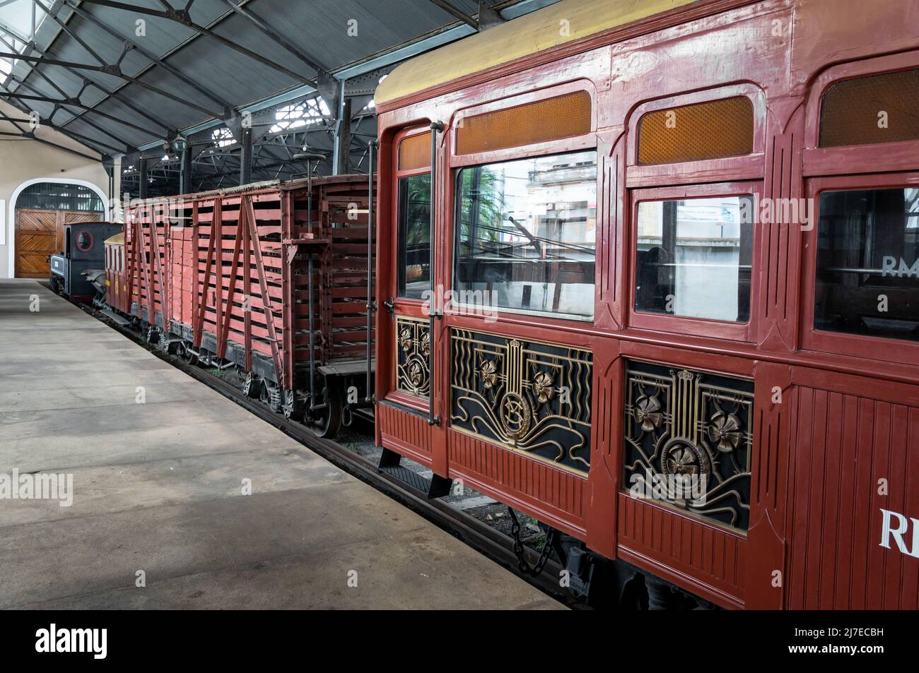 Many types of railway wagons kept and preserved at Sao Joao del Rei ...