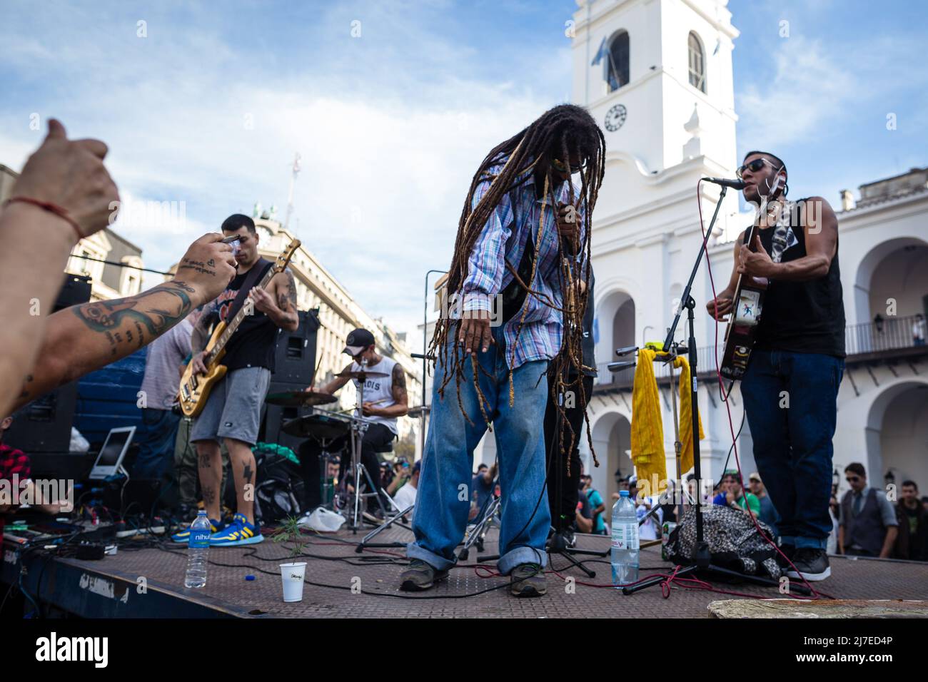 Buenos Aires, Argentina - 07 May 2022, Entertainers play Reggae music ...