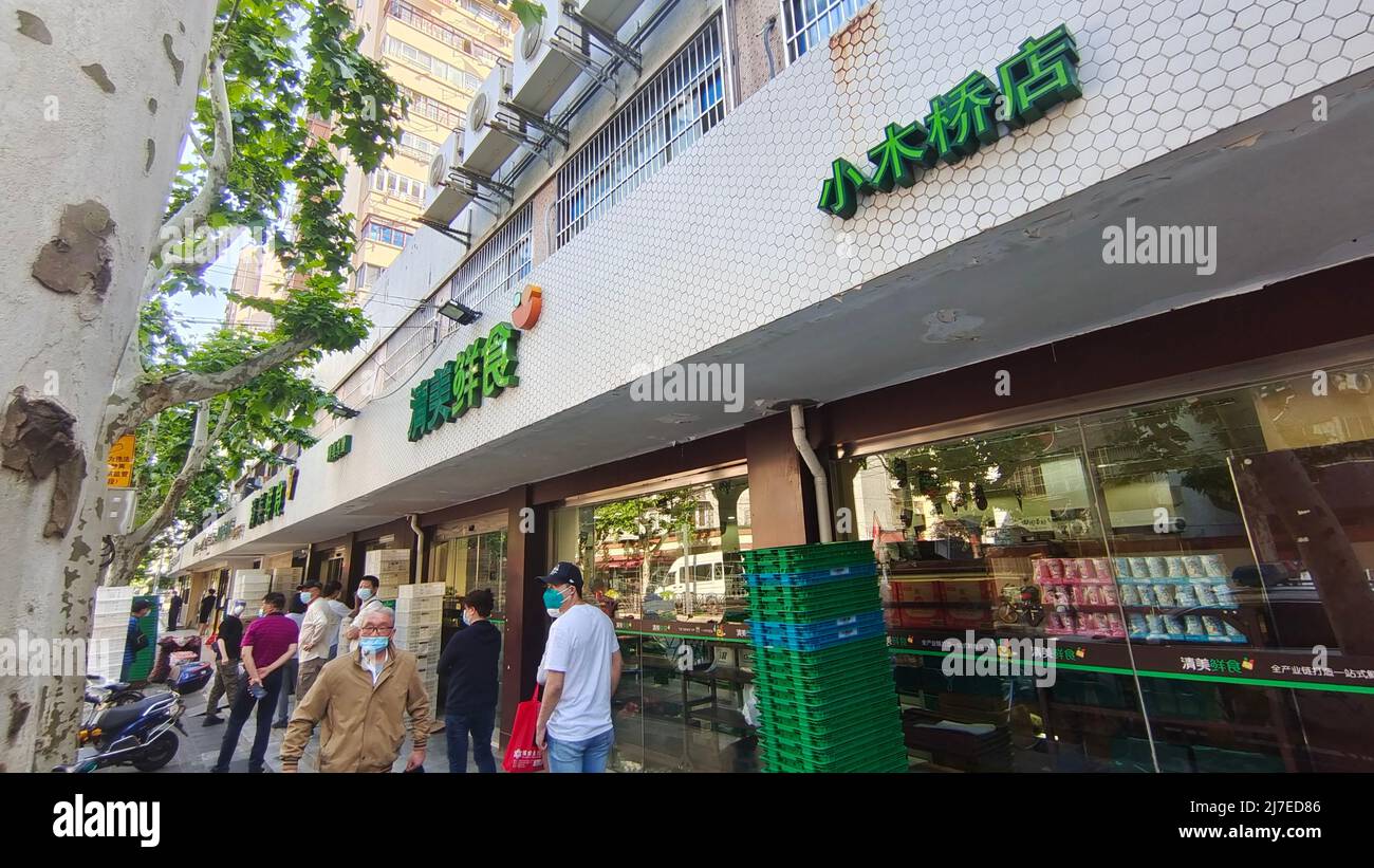 SHANGHAI, CHINA - MAY 6, 2022 - Citizens line up to buy a variety of ...