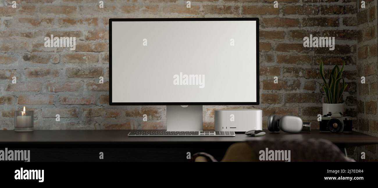 Computer blank screen mockup for display your graphic is stand on ...