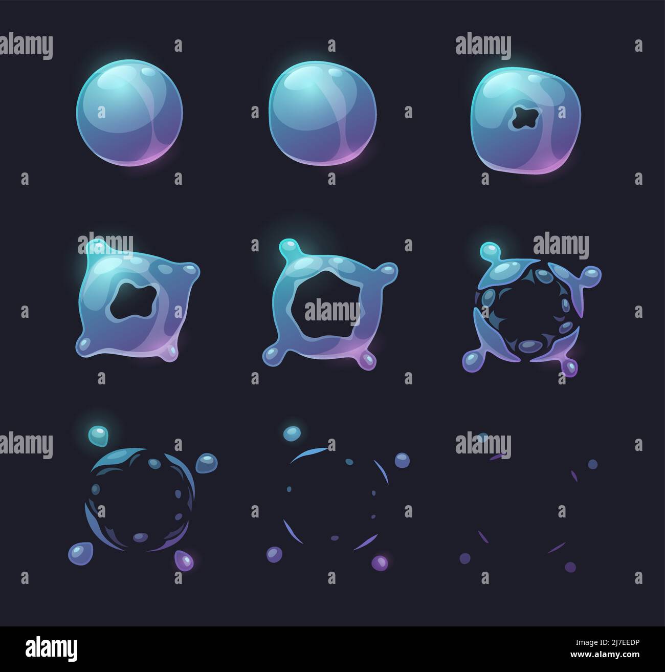 Soap bubble burst effect animated sprite. Transparent bubble explosion ...