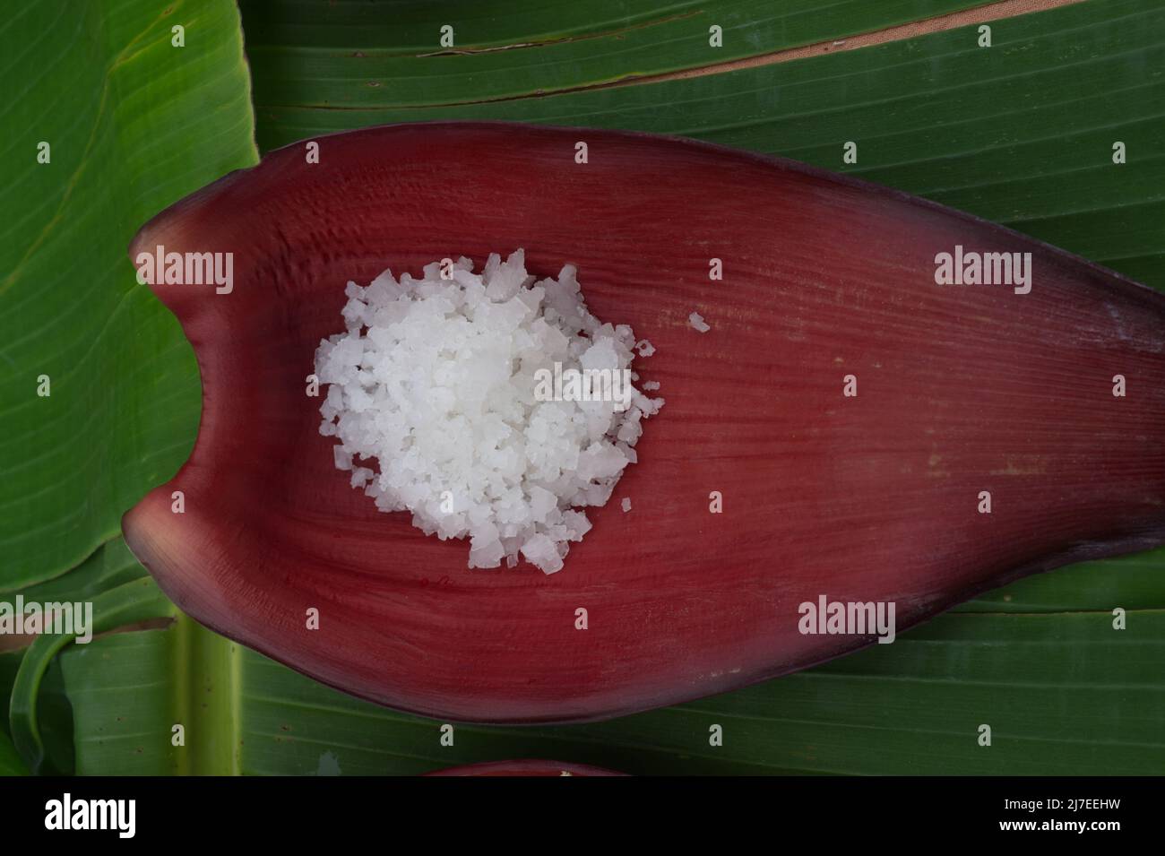 Salt on banana blossom . concept THAI FOOD Stock Photo - Alamy