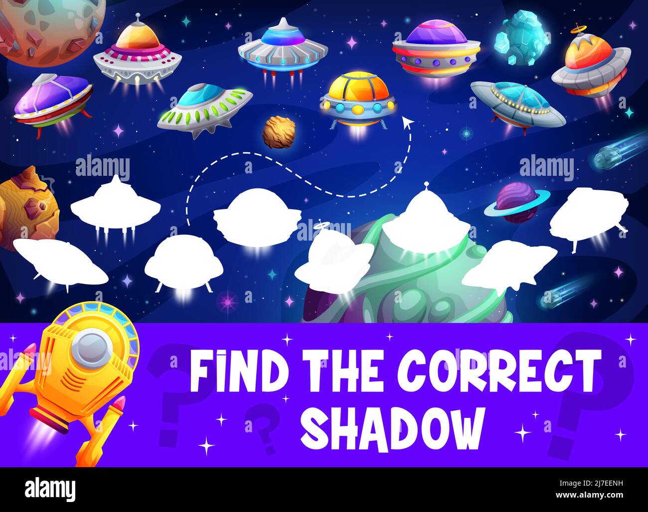 Find the correct shadow of ufo or alien starship game worksheet ...