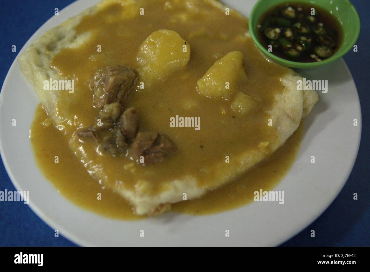 Palembang-style of martabak (pan-fried stuffed bread) at a restaurant ...