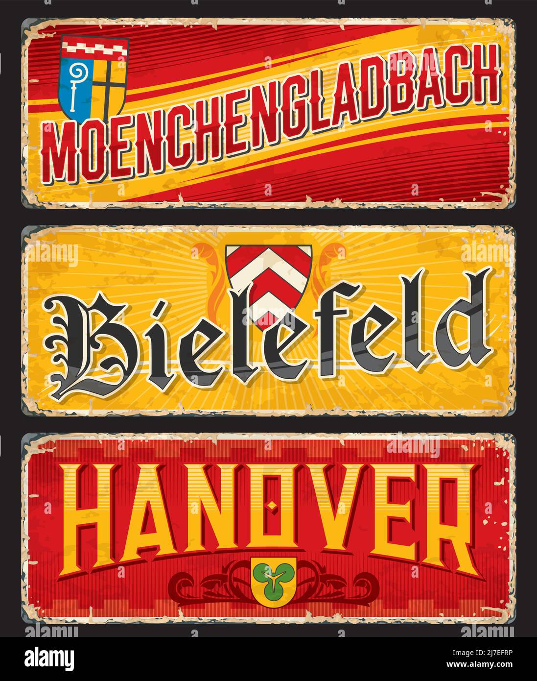 Hanover, Bielefeld, Moenchengladbach german city travel stickers and ...