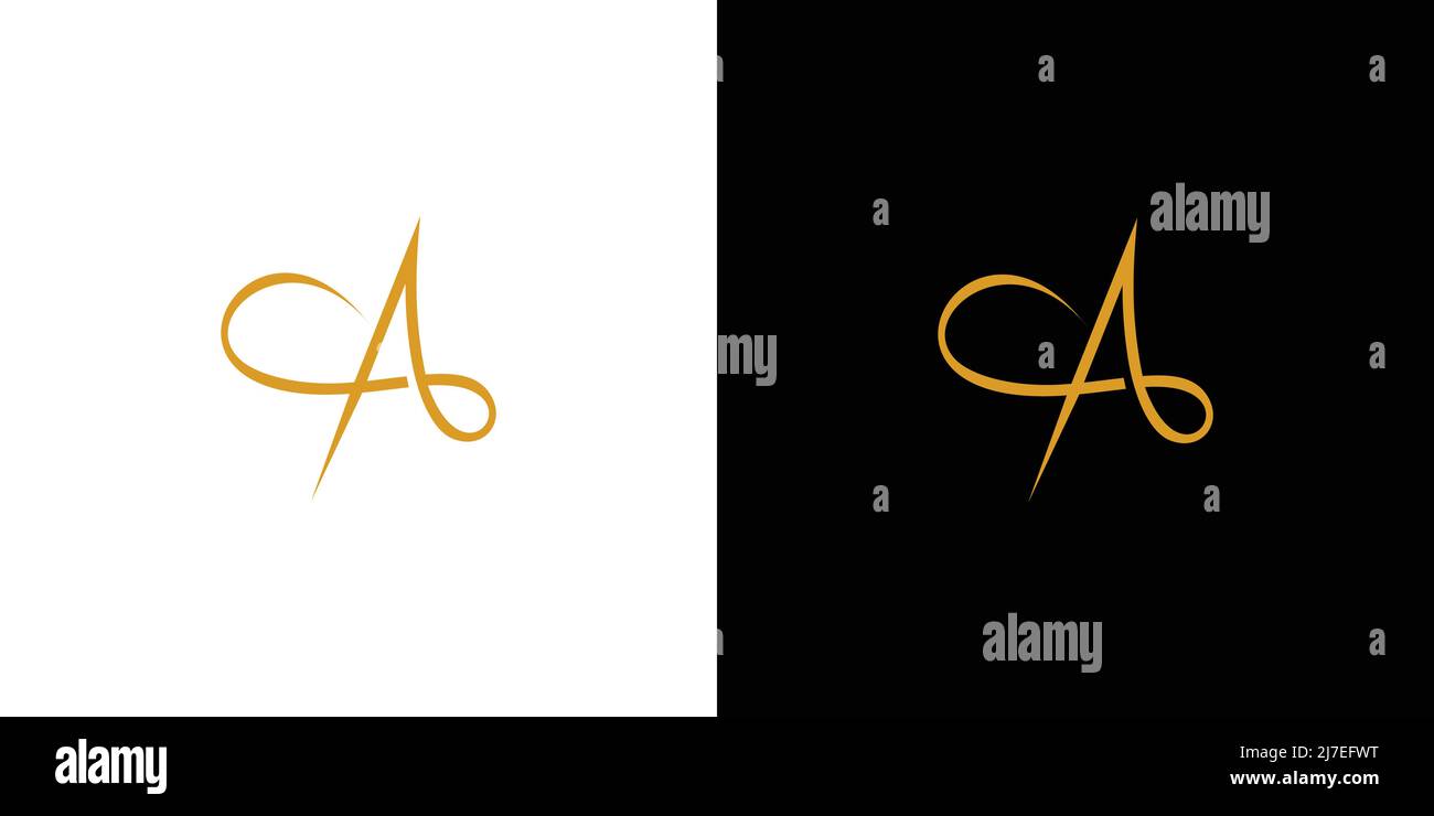 Simple and luxury handwritten letter A initials logo design Stock ...