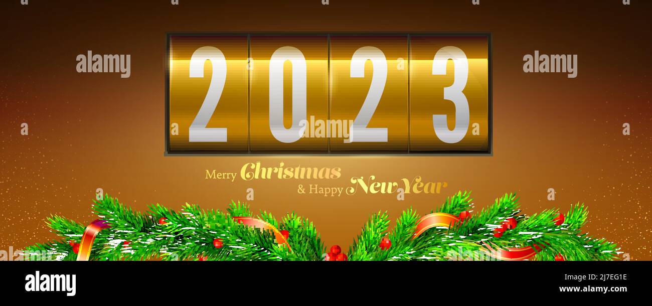New 2023 eve. Golden countdown clock with numbers 2023. New year and ...