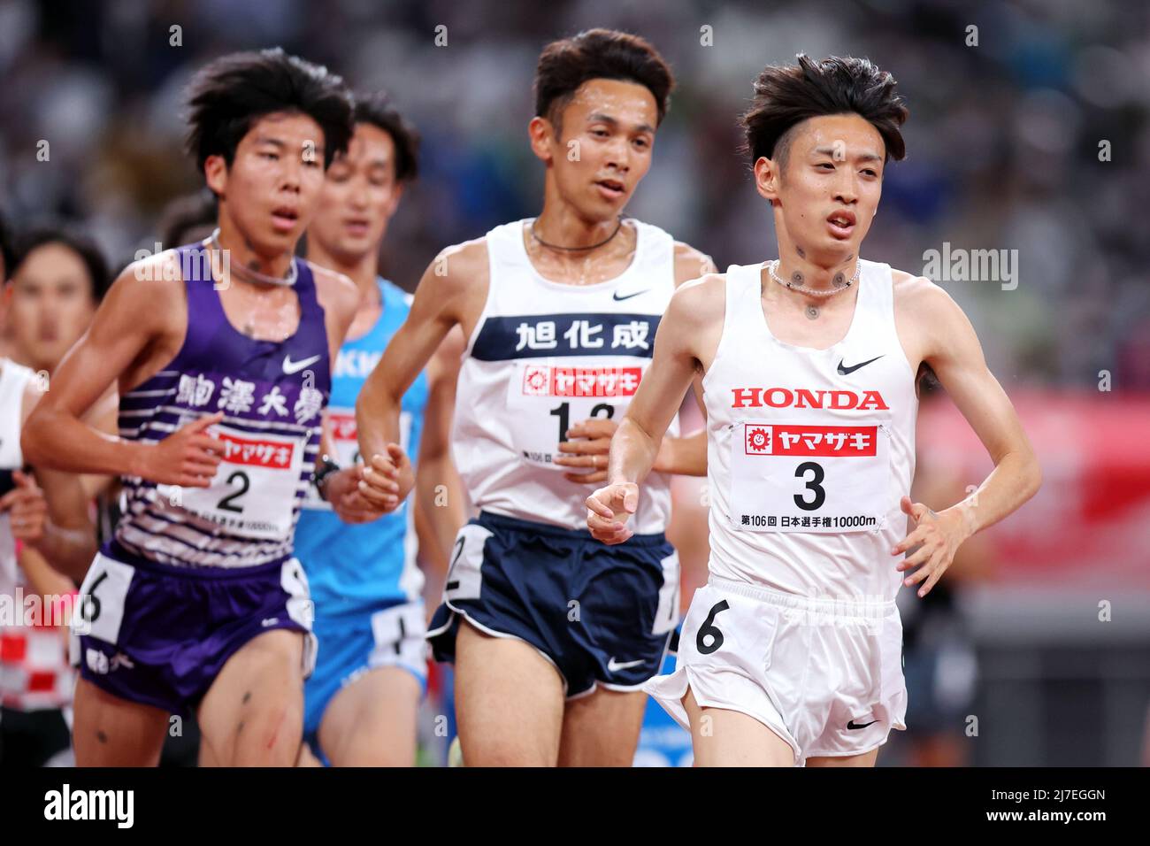 (L-R) Ren Tazawa, Akira Aizawa, Tatsuhiko Ito, MAY 7, 2022 - Athletics ...