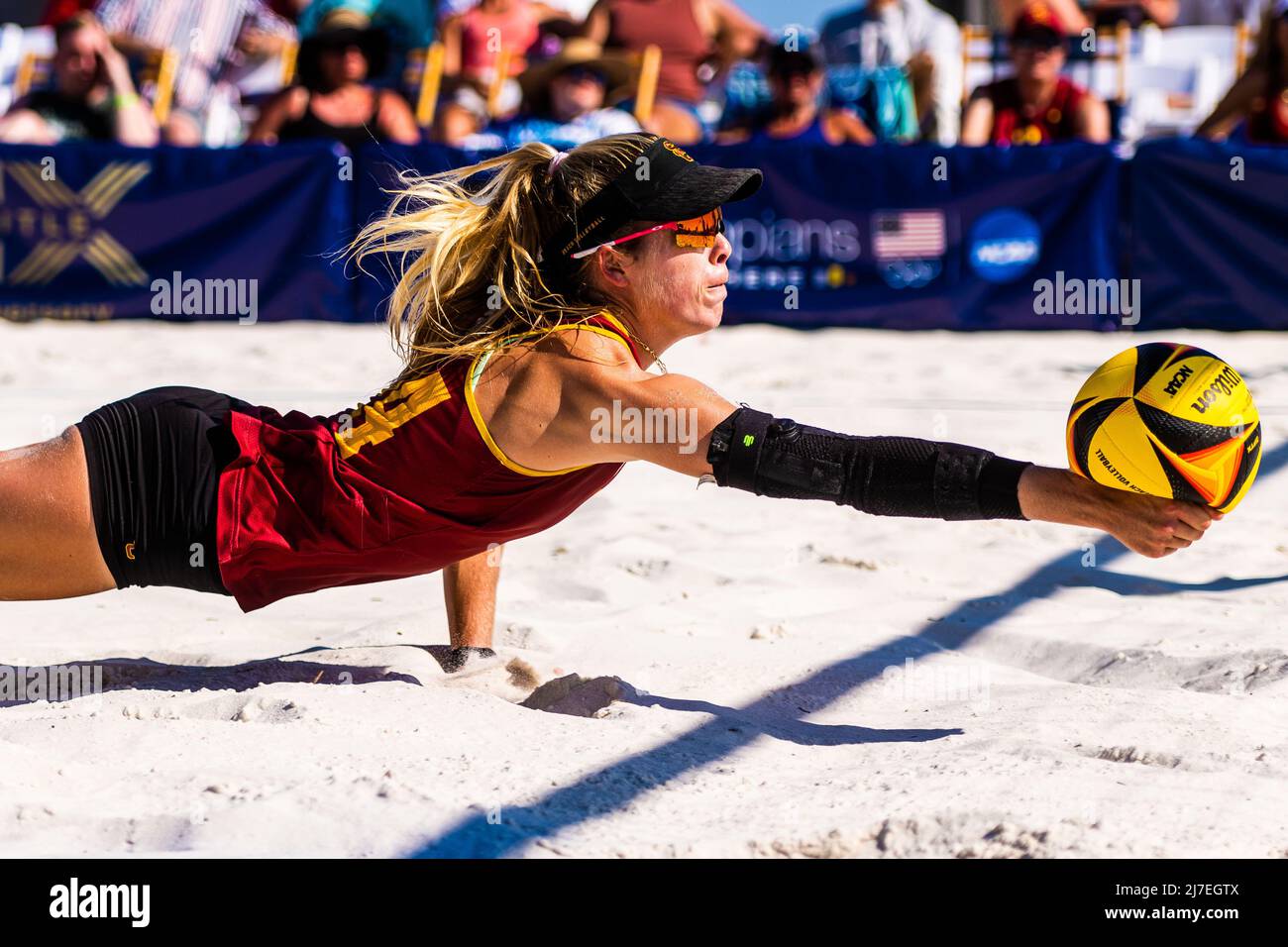 May 8, 2022, Gulf Shores, Alabama, USA: AUDREY NOURSE (24) dives for ...