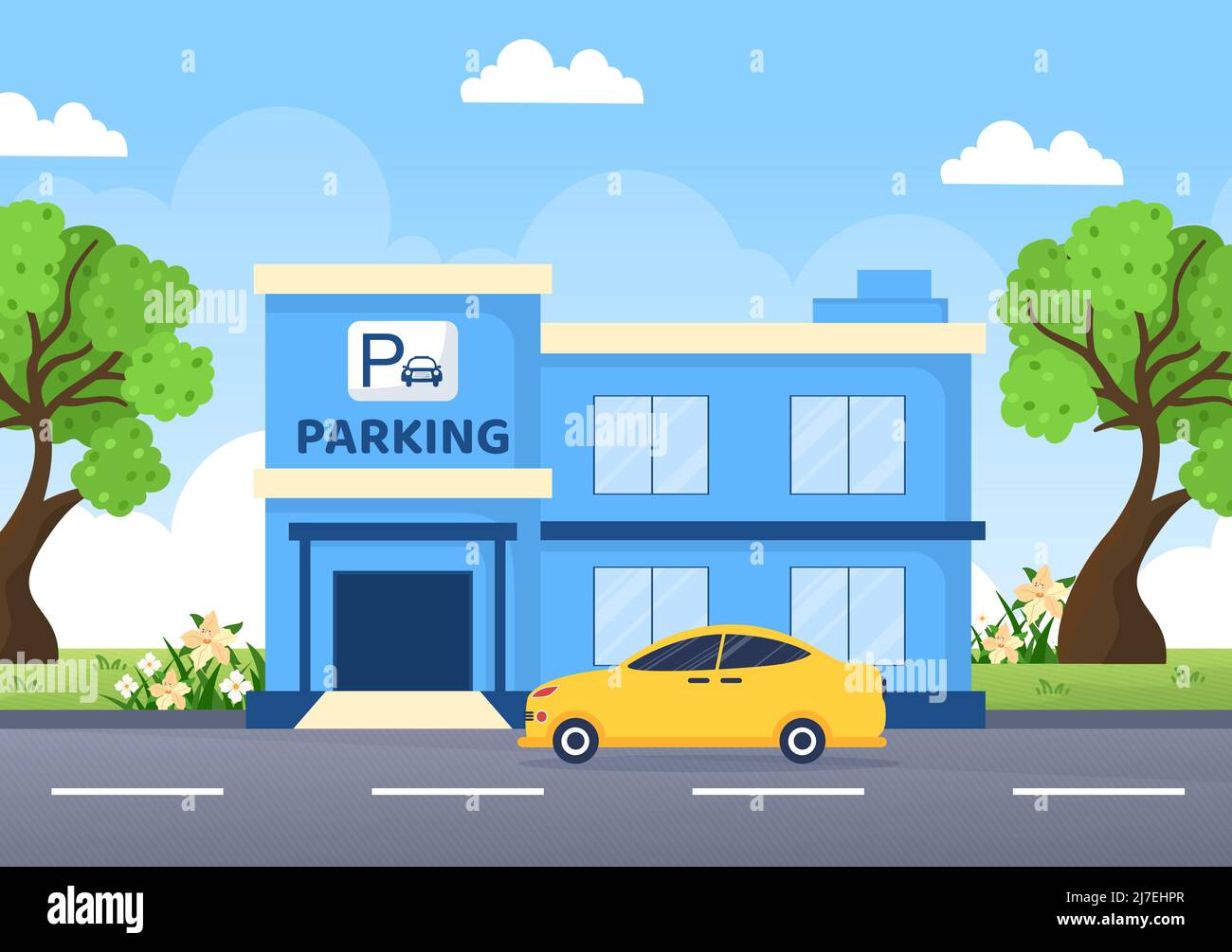 Valet Parking with Ticket Image and Multiple Cars on Public Car Park in ...