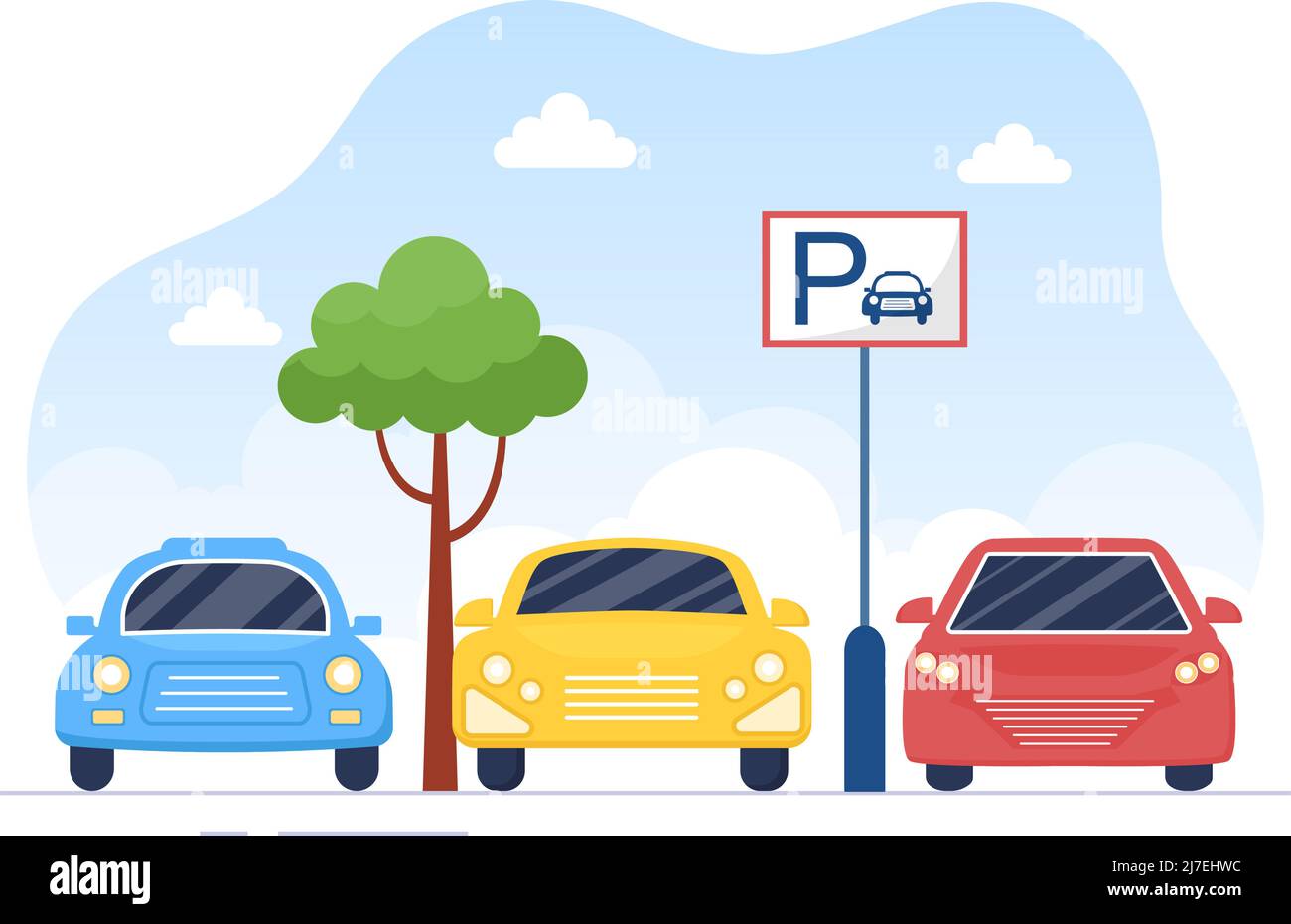 Valet Parking with Ticket Image and Multiple Cars on Public Car Park in ...