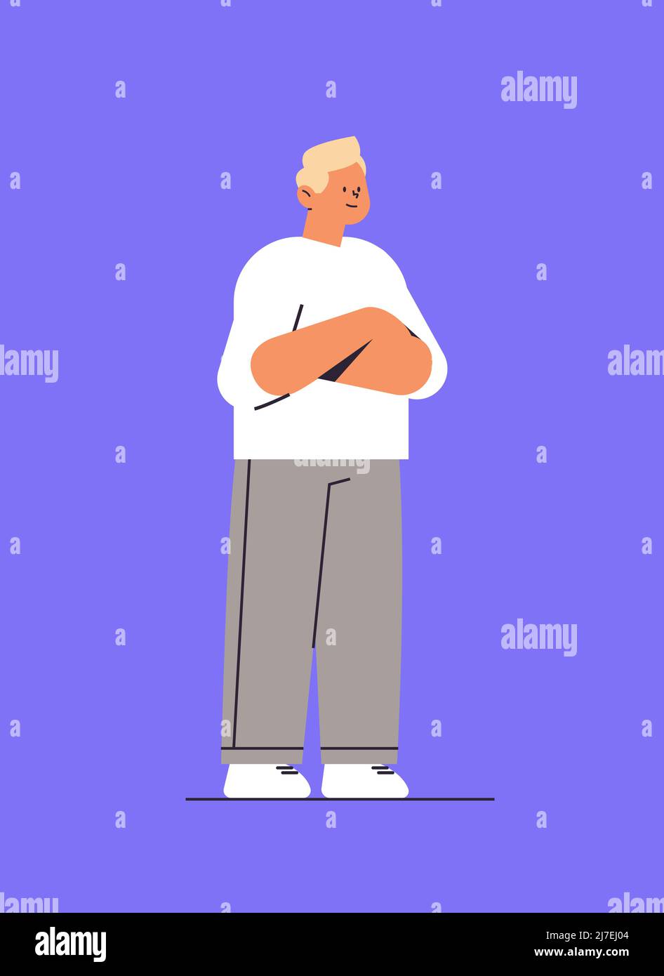 man in casual clothes cute guy standing pose male cartoon character ...