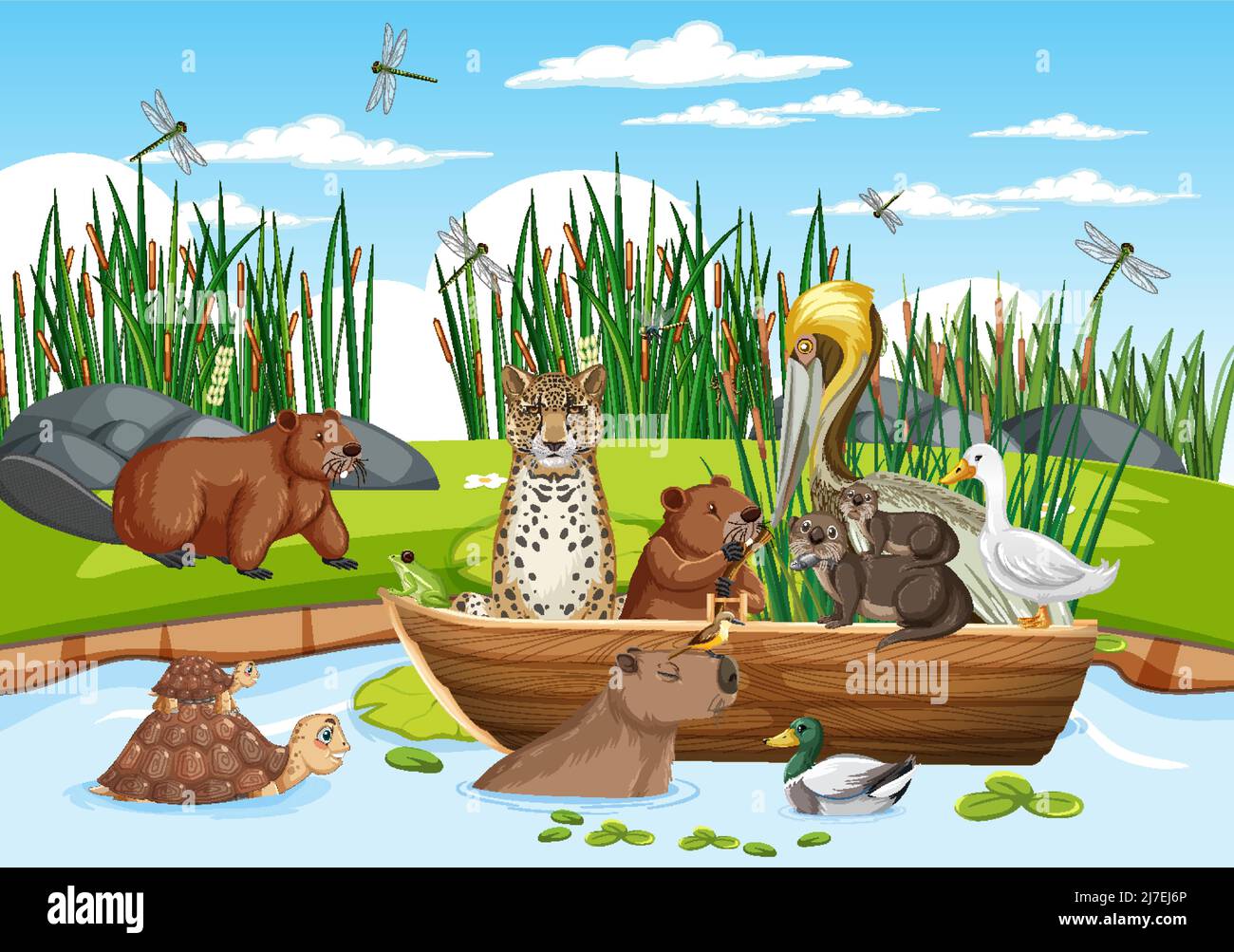Cartoon wild animals in the forest illustration Stock Vector Image ...