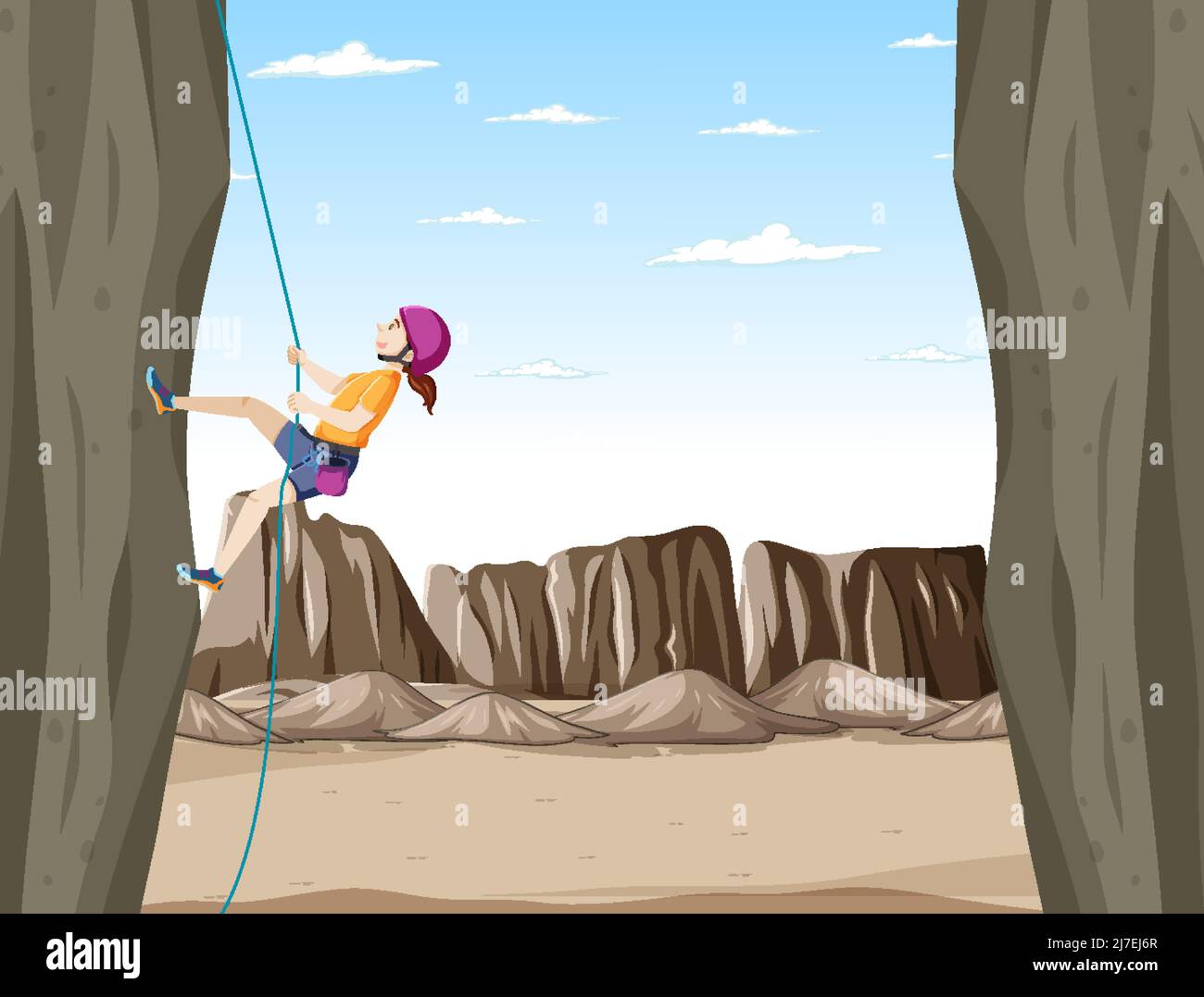 Outdoor scene with rock climber on cliff illustration Stock Vector ...