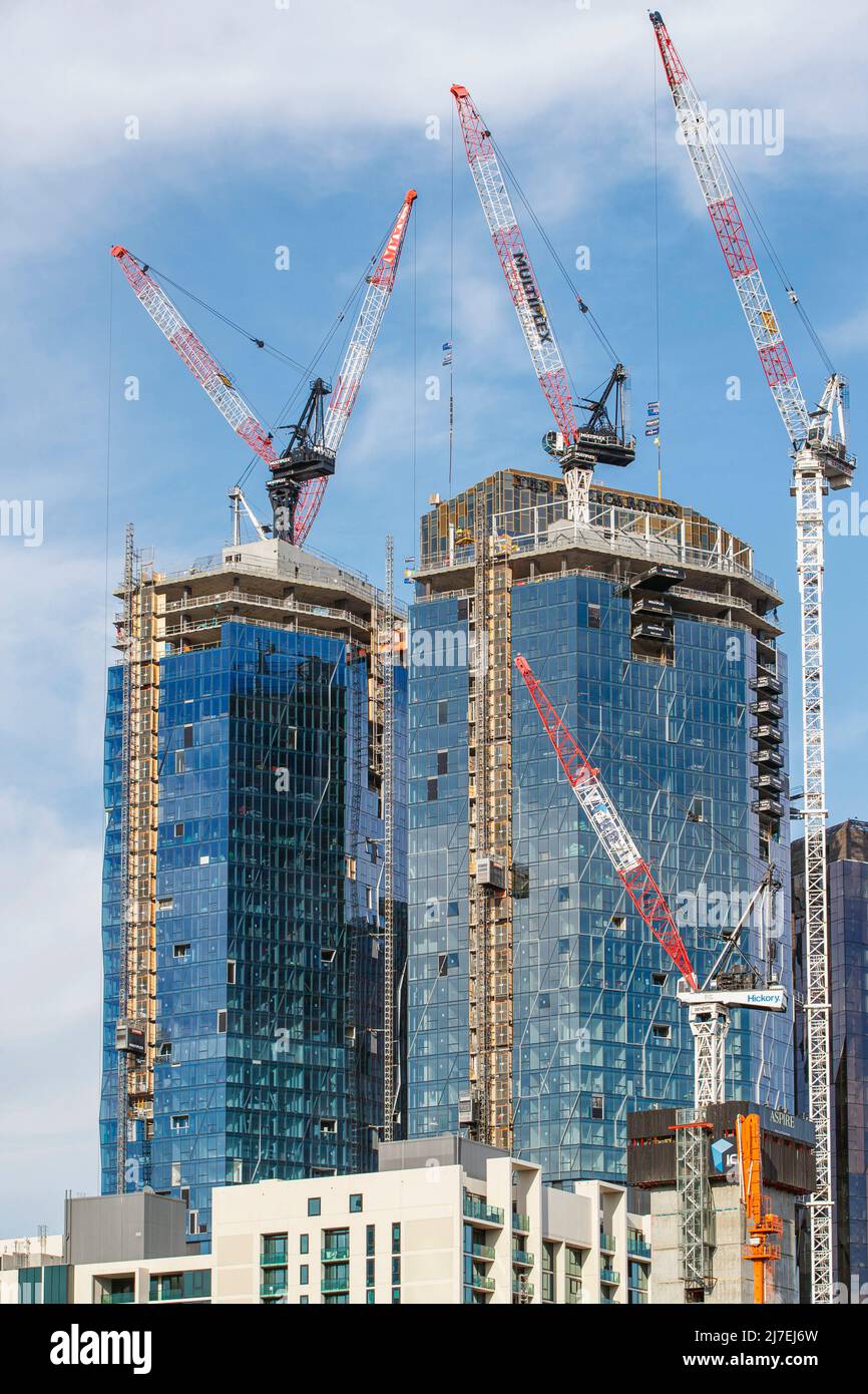 Skyscrapers under construction in Melbourne, Victoria, Australia on ...