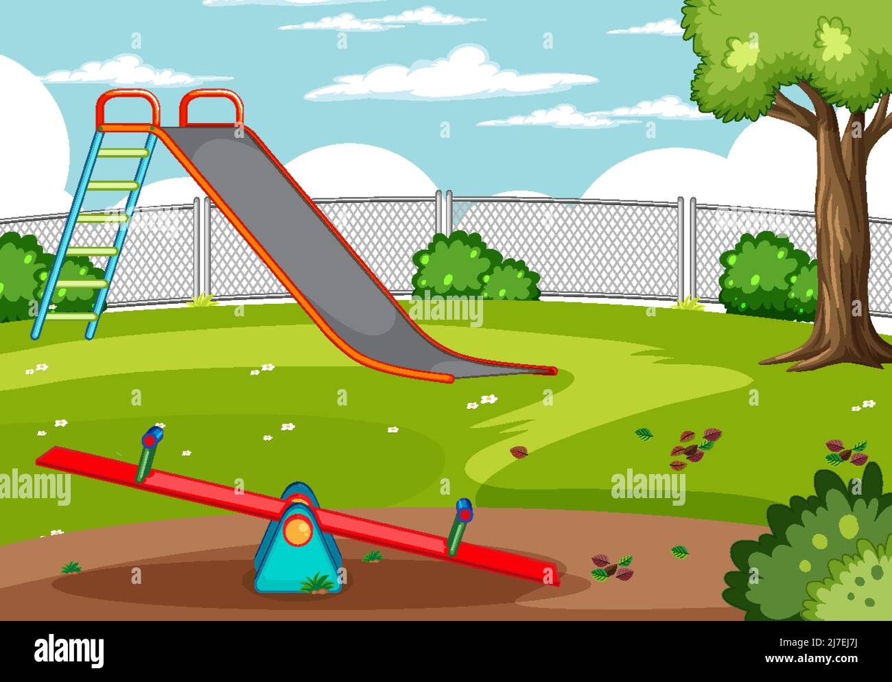 Empty playground background with rides illustration Stock Vector Image ...