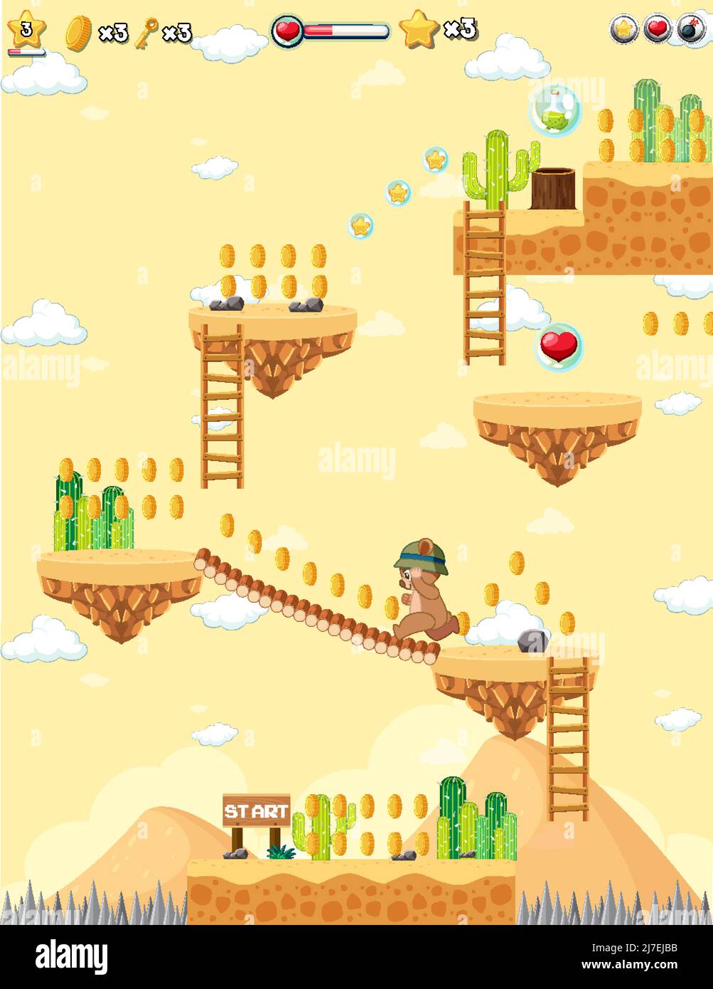 Platform game background template illustration Stock Vector Image & Art ...