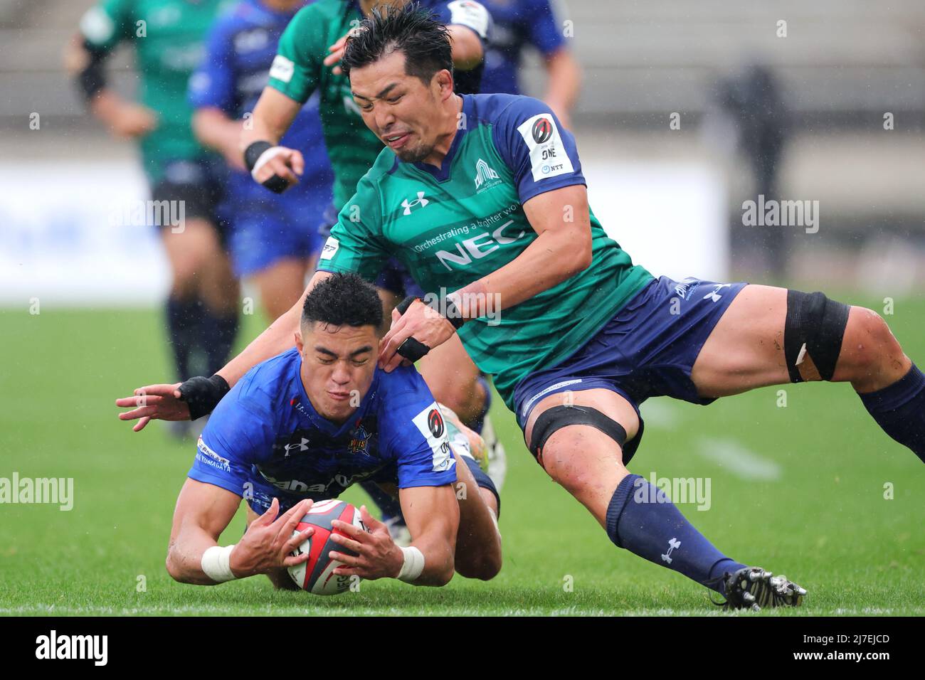 (Top-Bottom) Taku Hirosawa (NEC), Semisi Tupou, MAY 1, 2022 - Rugby ...