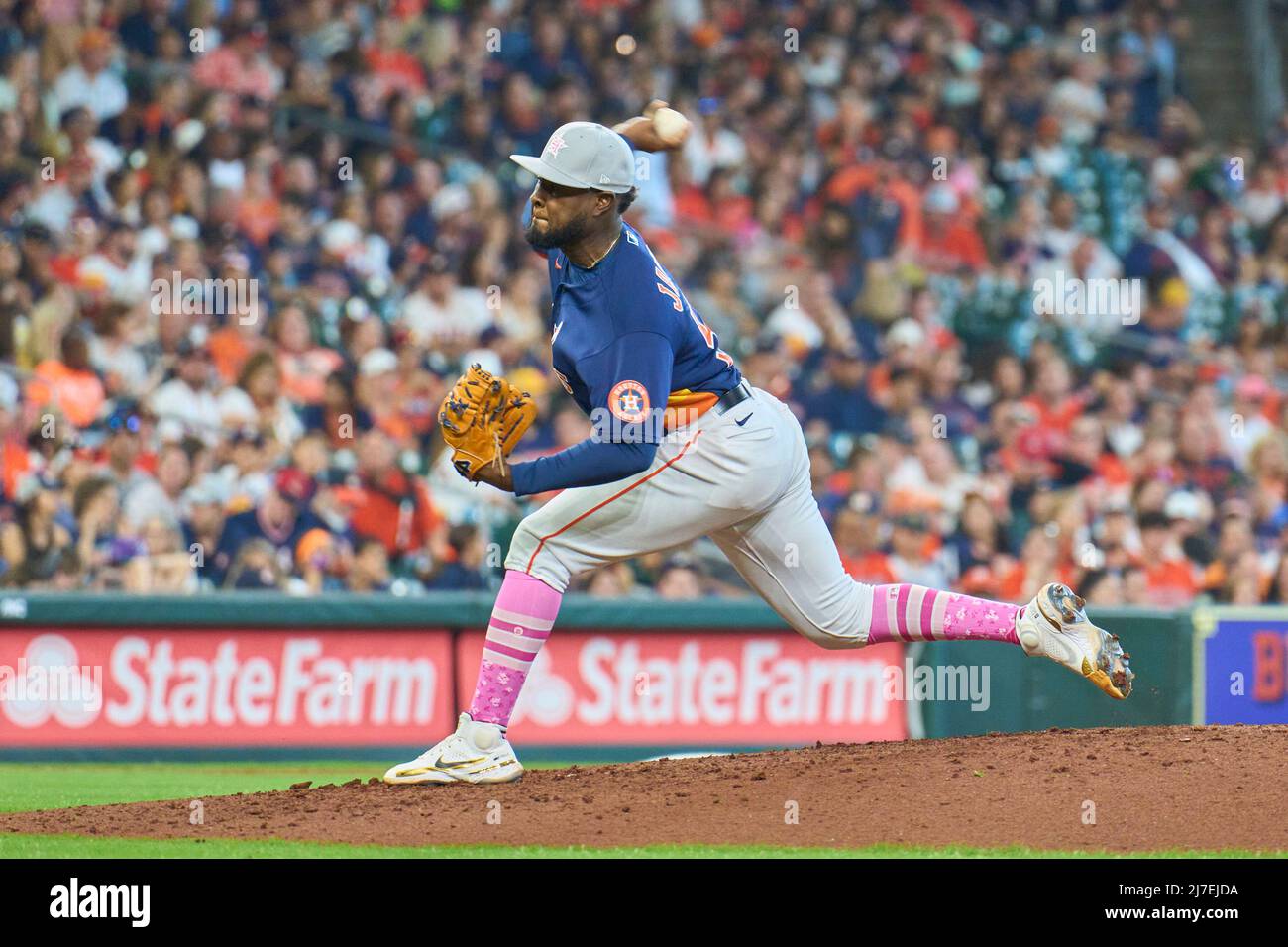May 8 2022: Houston pitcher Cristian Javier (53) throws a pitch during ...