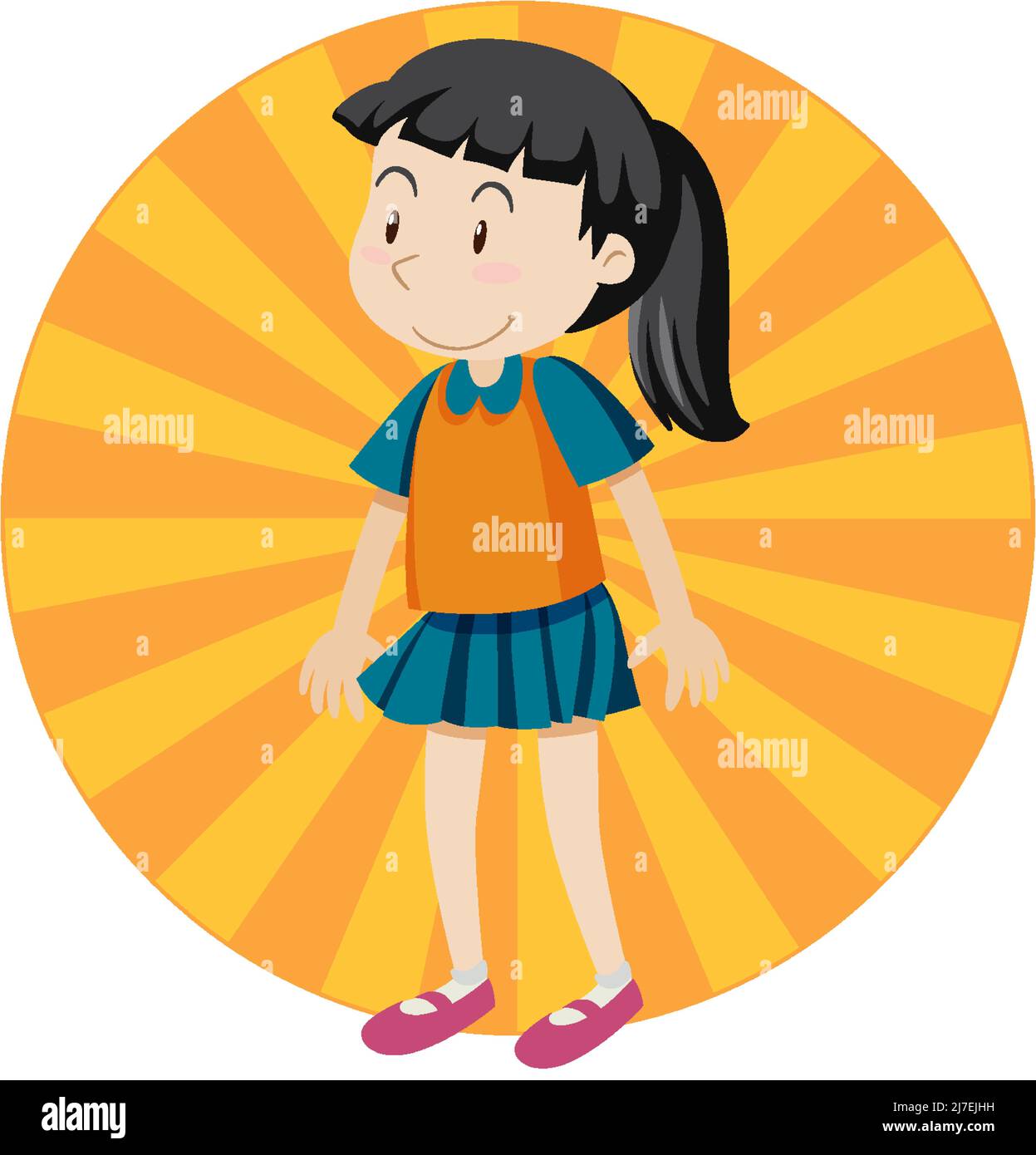 Active girl simple cartoon character illustration Stock Vector Image ...