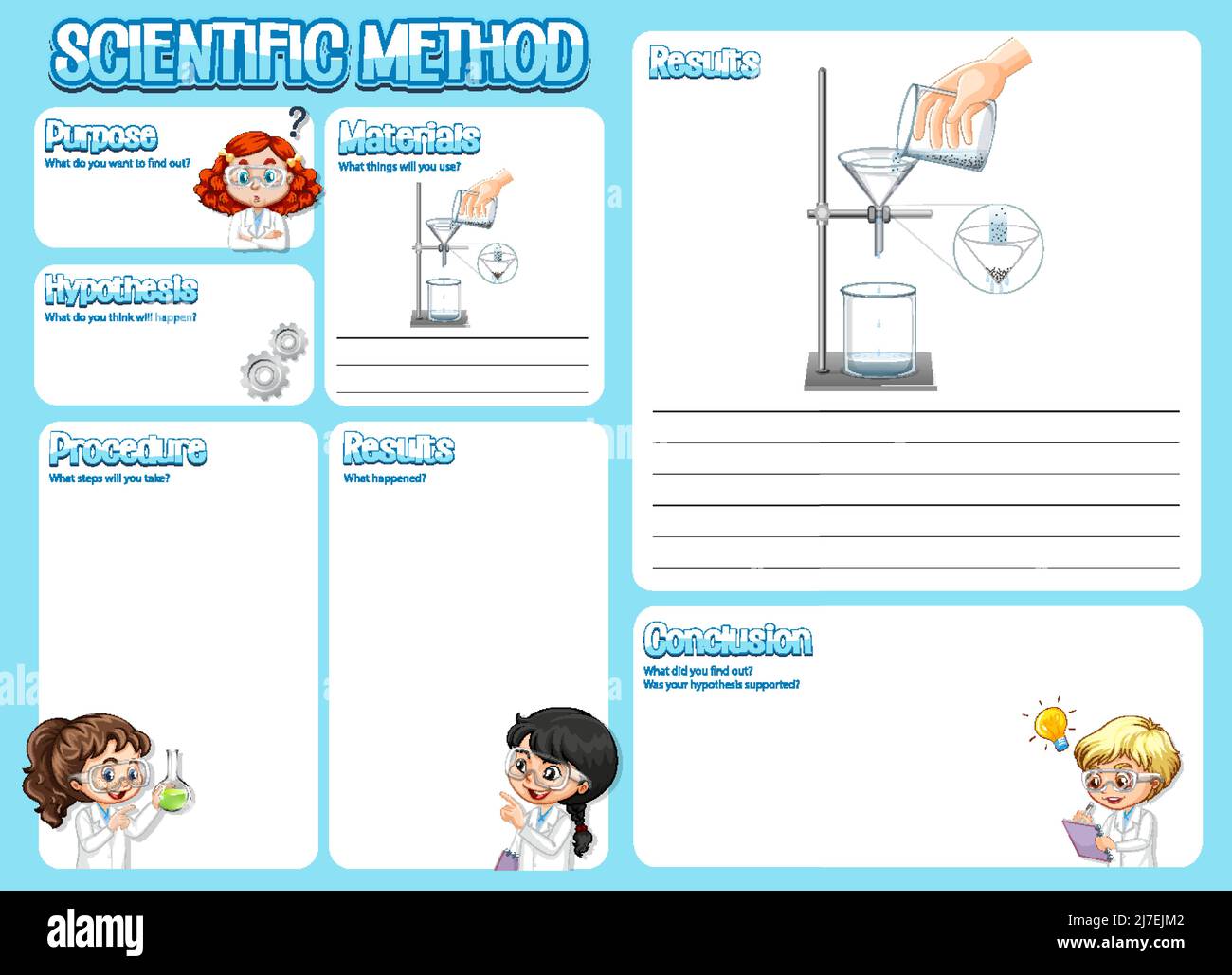 The science method worksheet for children illustration Stock Vector ...