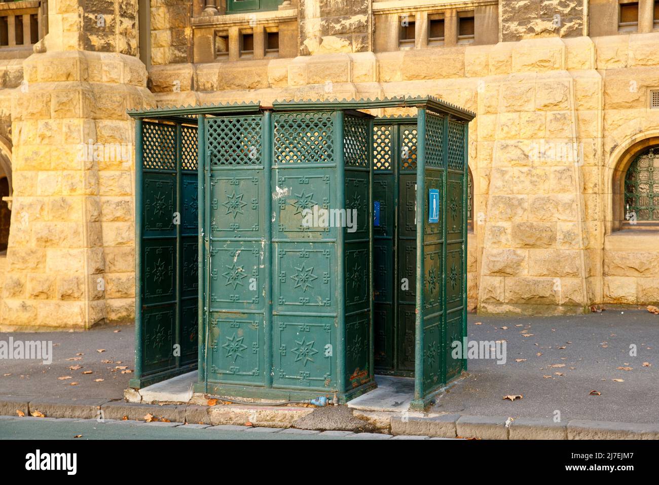 Made of iron and timber, the first public toilets were built directly ...