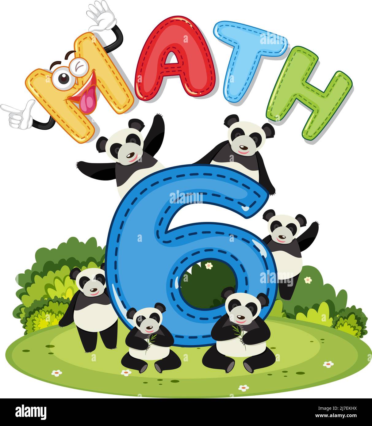 Math number 6 with six pandas illustration Stock Vector Image & Art - Alamy