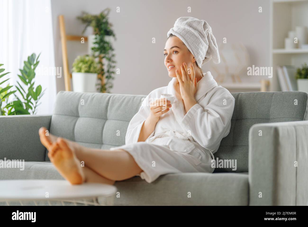 Woman relaxing after bath hi-res stock photography and images - Alamy