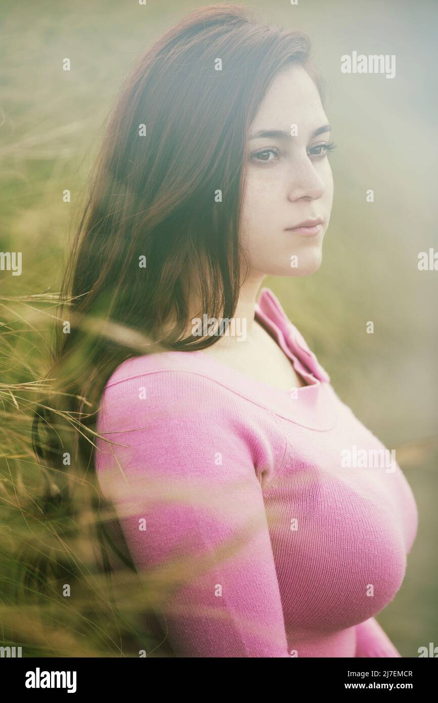 Thoughtful caucasian beautiful female long hi-res stock photography and images - Alamy