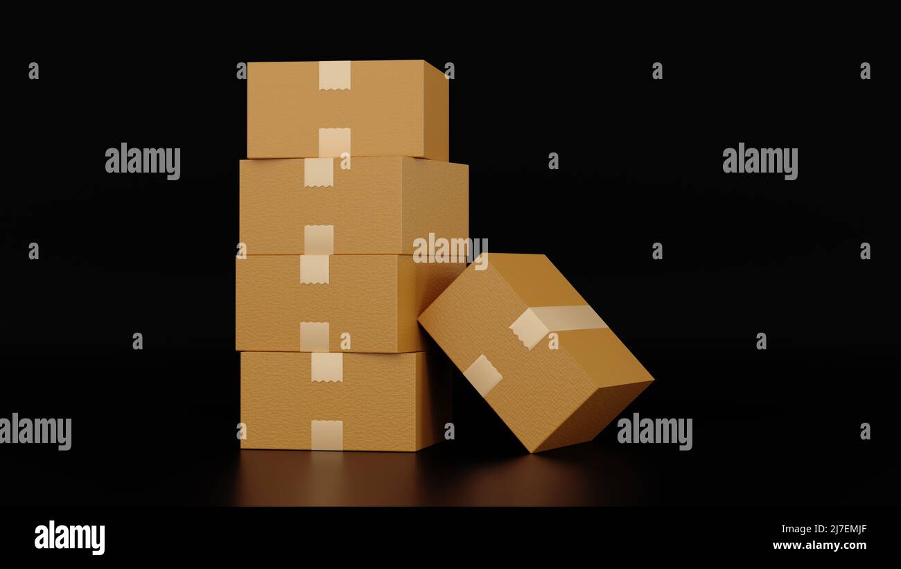 Stack of cardboard box carton or parcel with empty space. concept of ...
