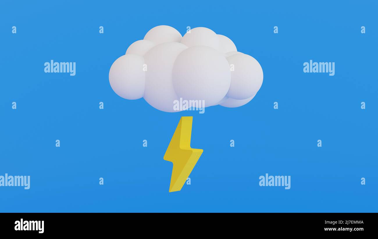 Weather forecast sign, Meteorological icon, cloud and lightning, 3D ...