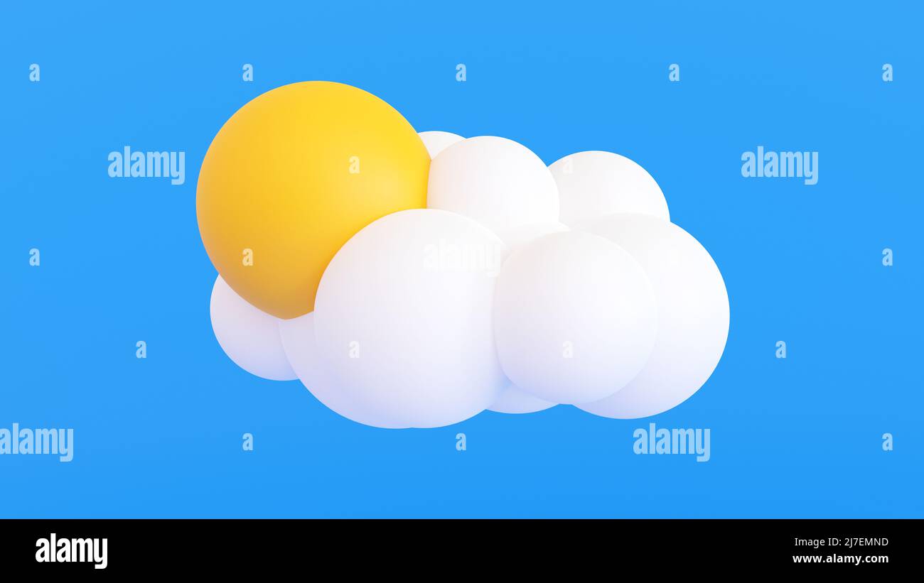 Weather forecast sign, Meteorological icon, cloud and sun, emoticon ...
