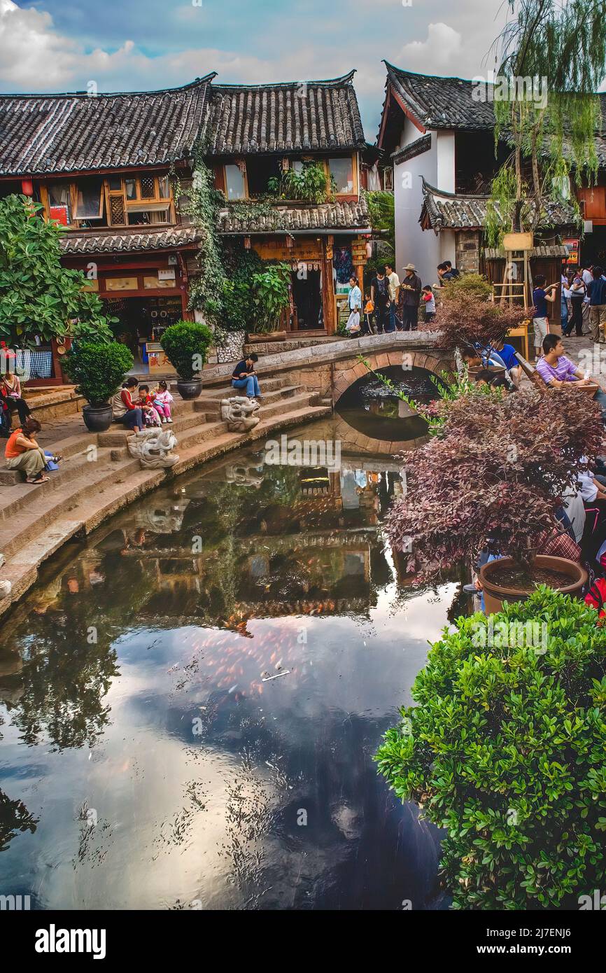 Old Town Lijaing Yunnan Province China. Lijiang is a city of canals and ...