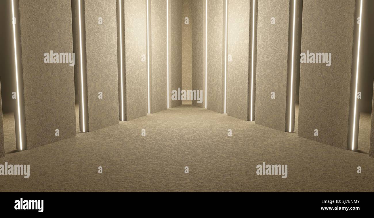 Futuristic Basement Hangar Corridor Warehouse Club Dance Studio ...