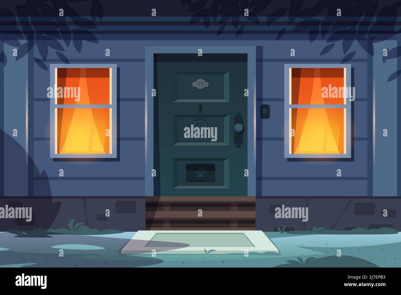 Night light and shadow shadow shadow house Stock Vector Images - Alamy