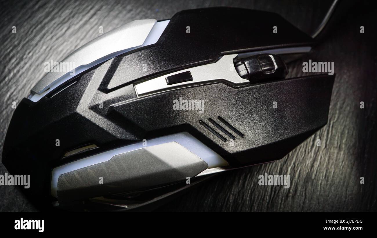 modern computer gaming mouse electronic device, object photo shot macro ...