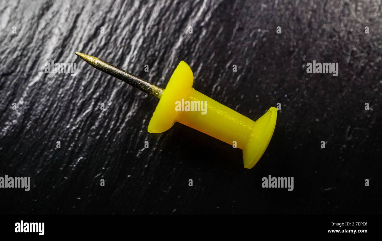 sharp yellow marker pin, object photo shot macro photography Stock ...