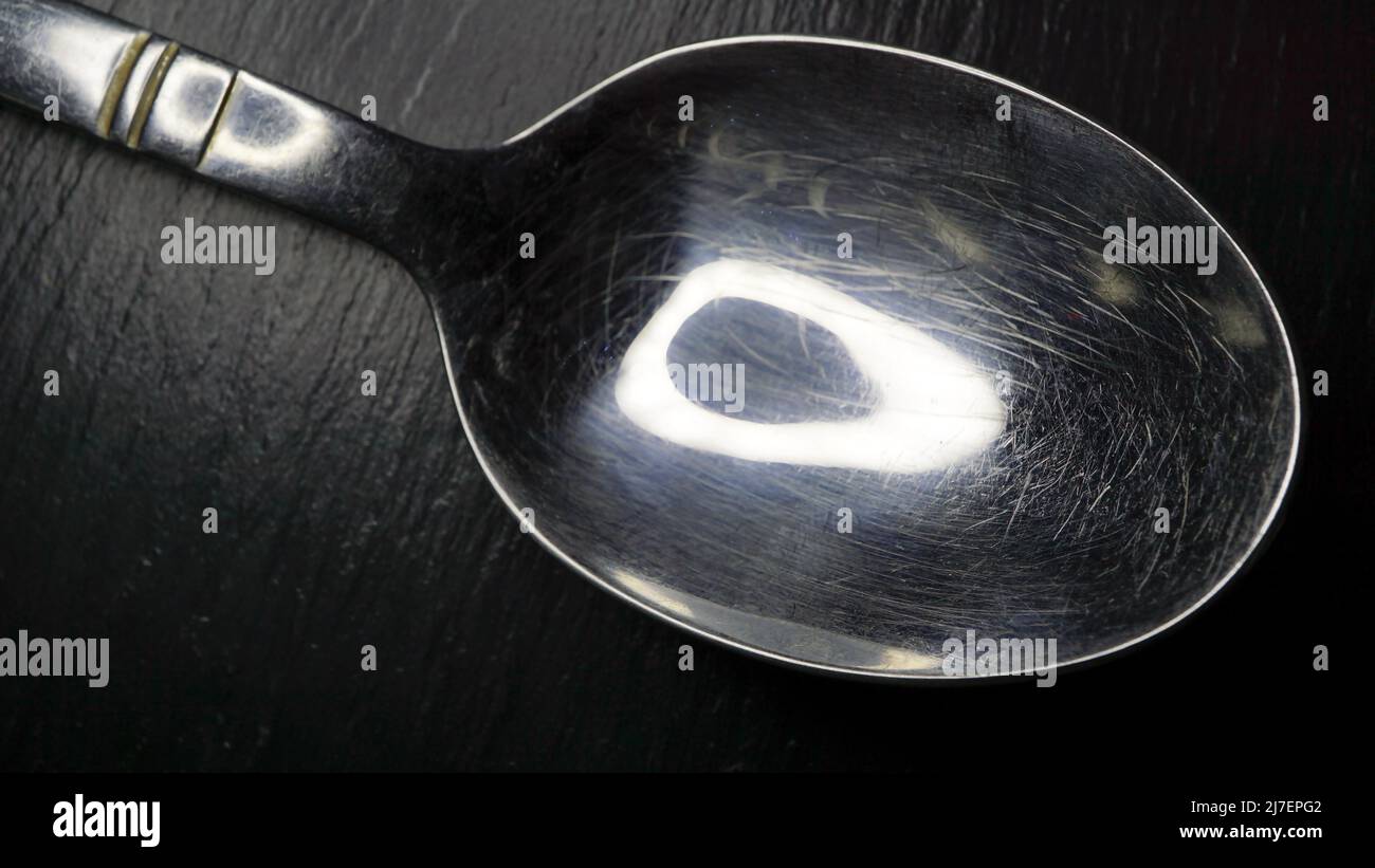 modern metal cutlery spoon, object photo shot macro photography Stock ...